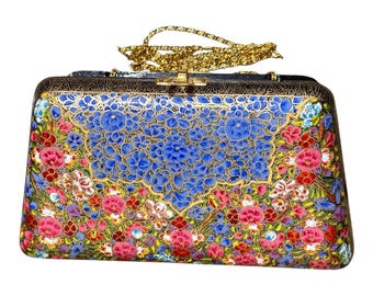 Paper Mache Wallet, Hand Painted Wallet With Sling. Paper Mache Purse ...