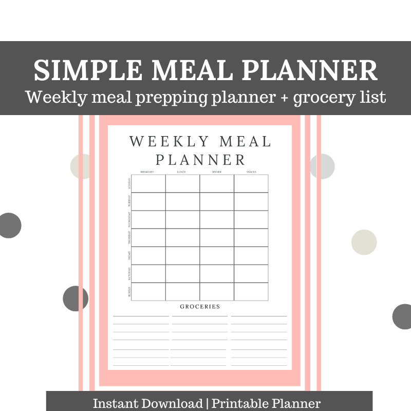 Simple Weekly Meal Planning Printable, Meal Prep, Meal Prepping ...