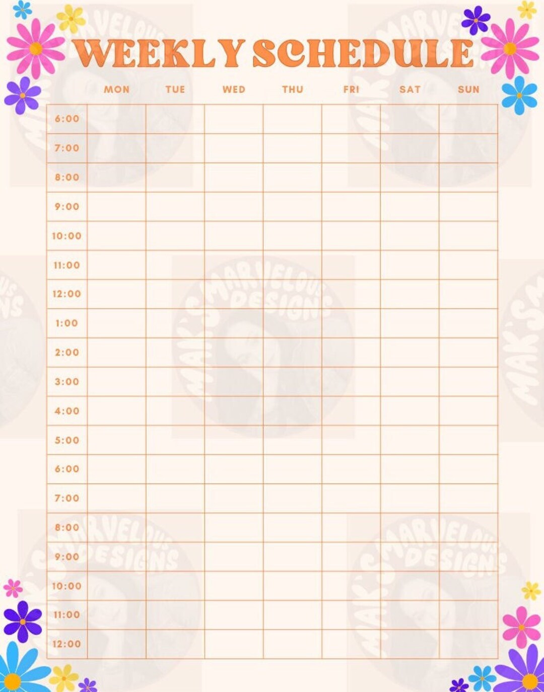 Groovy Printable Weekly Planner for Teachers and Students - Etsy