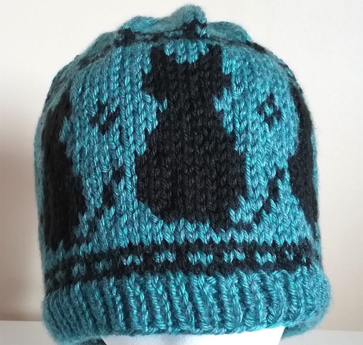 Black Cat Fair Isle Knit Hat/beanie - Etsy