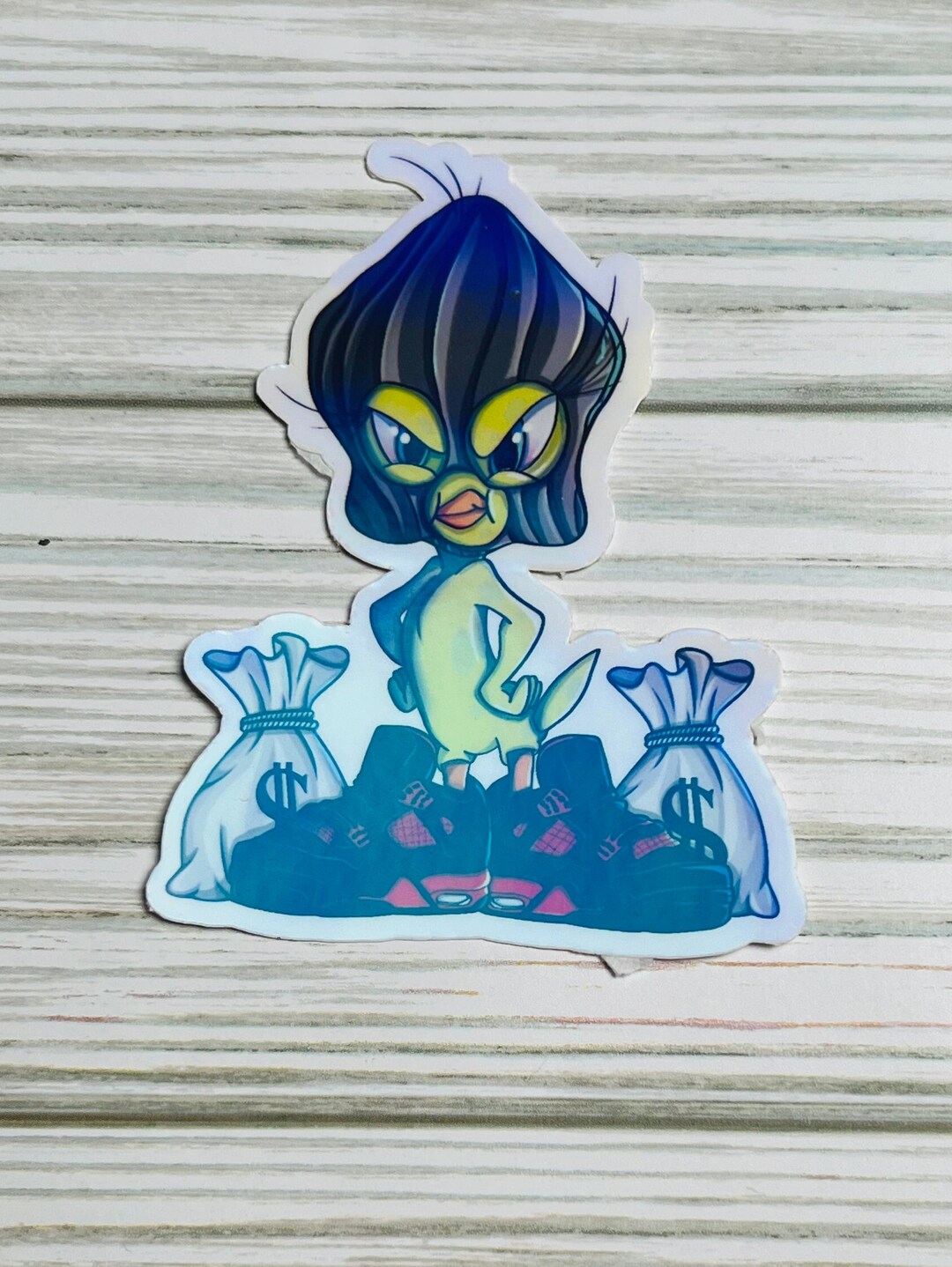 Bank Robber Tweety Sticker, Funny Sticker, Laptop Sticker Water Bottle ...