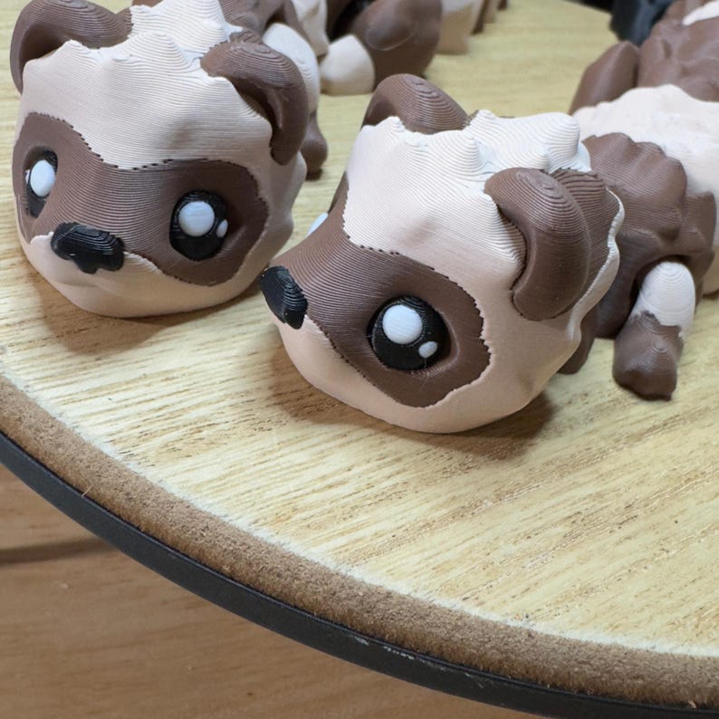 3D Printed Brown and Tan Ferret Figurine, Articulated Fidget Animal - Etsy
