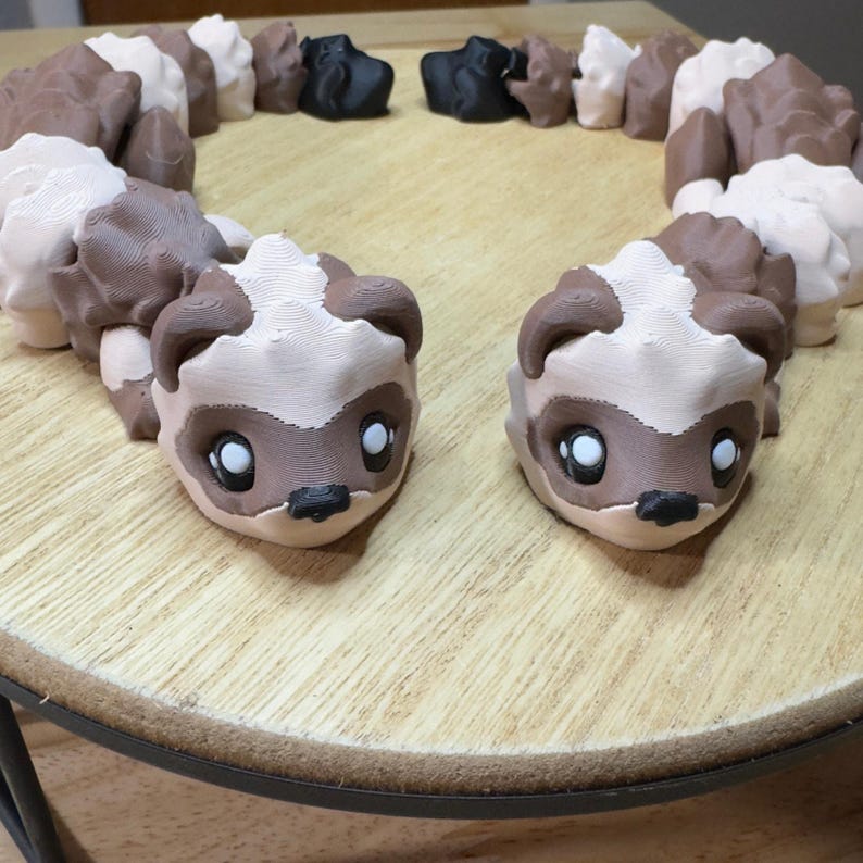 3D Printed Brown and Tan Ferret Figurine, Articulated Fidget Animal - Etsy