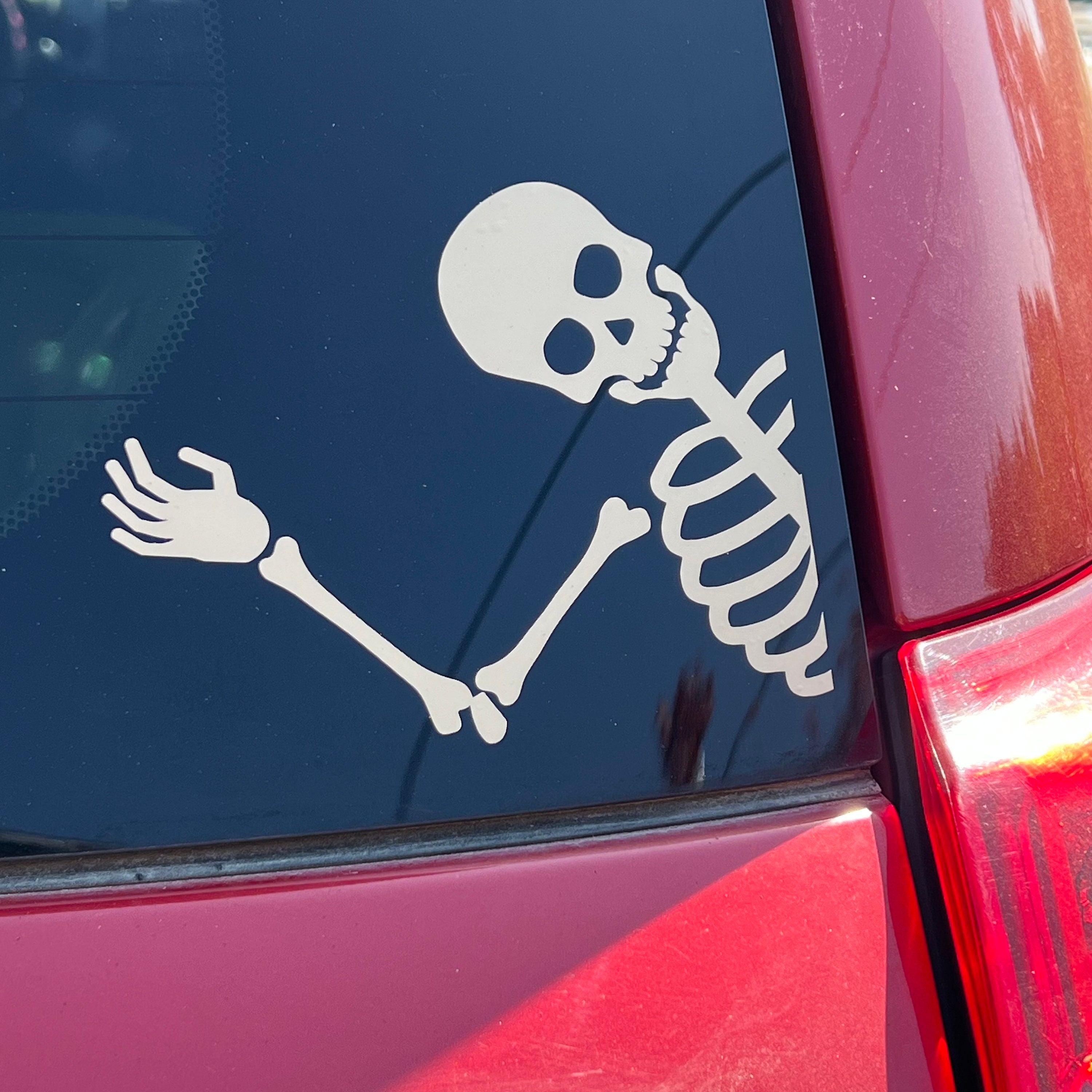 Waving Skeleton Car Decal, Happy Skeleton Car Decal, Funny Decal - Etsy