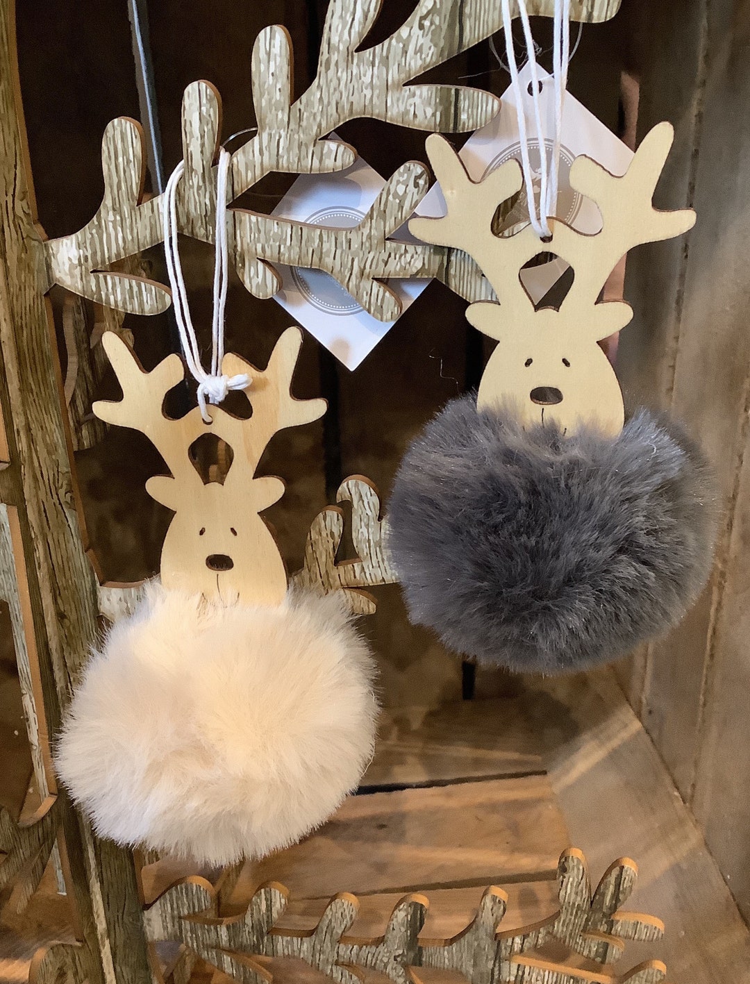 Christmas Fluffy Pom-pom Reindeer Tree - Etsy