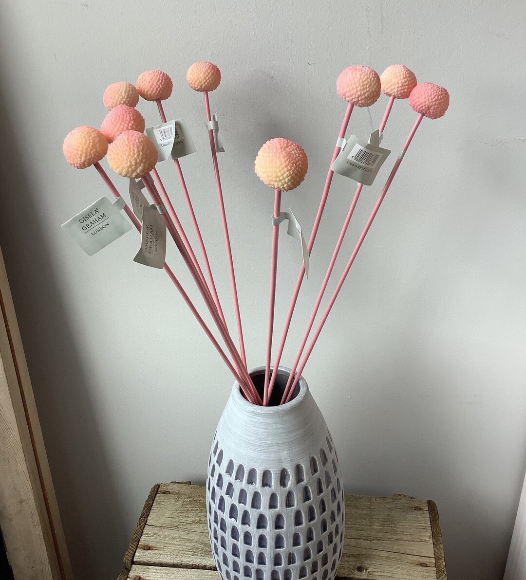 Pink Billy Bob Flower Stem, Faux Flowers , Garden Flowers, Cottage ...