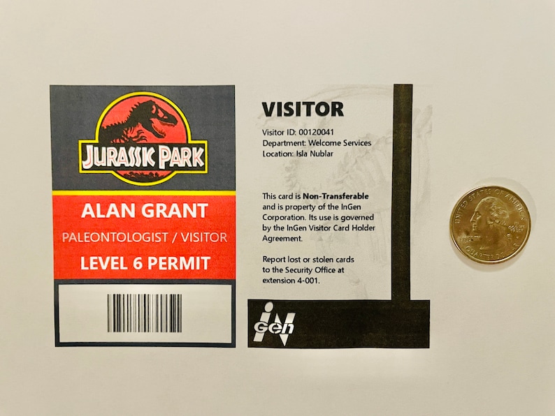 Alan Grant Jurassic Park Cosplay ID Badge Jurassic World - Etsy
