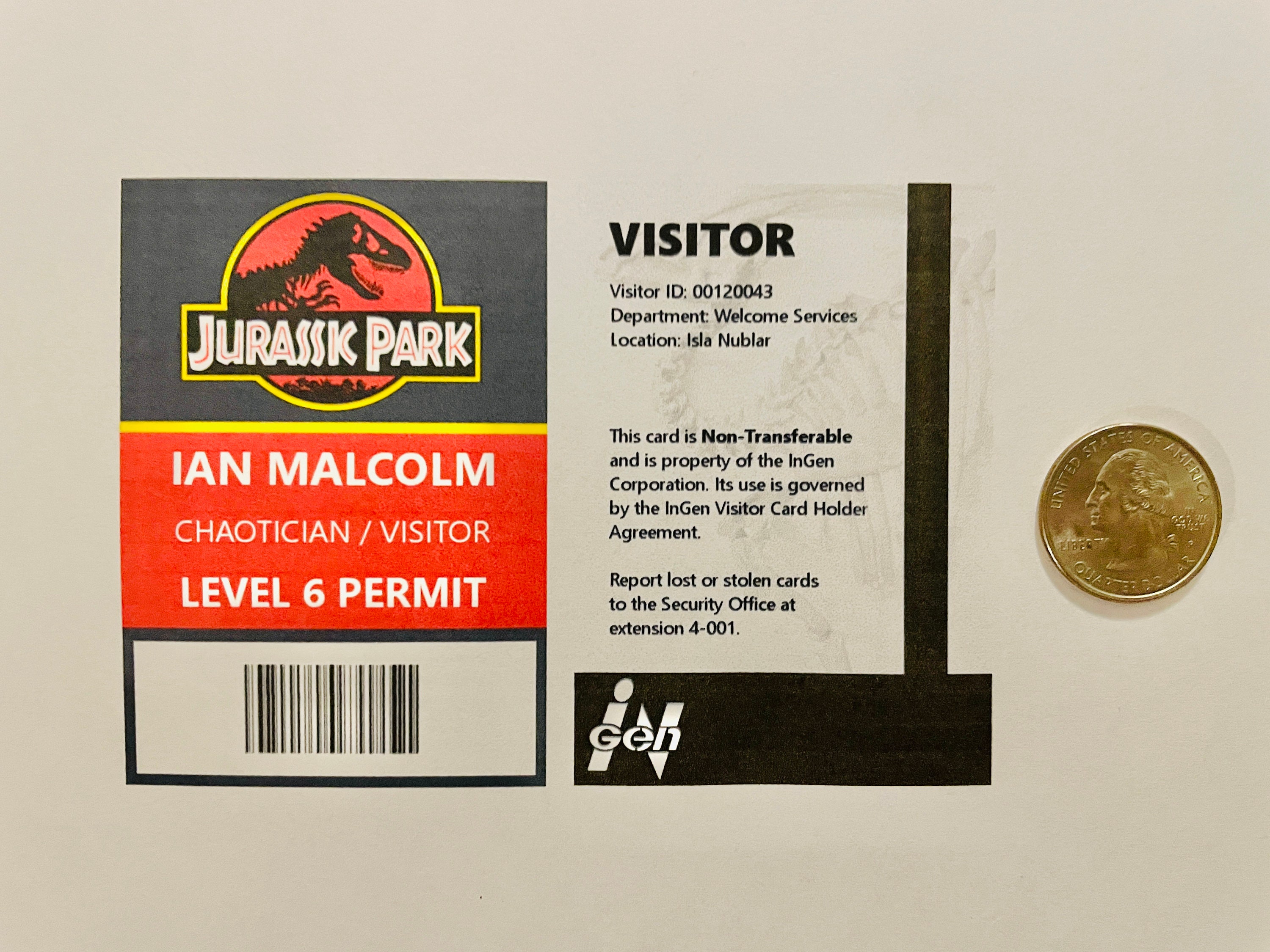 Ian Malcolm Jurassic Park Cosplay ID Badge Jurassic World - Etsy