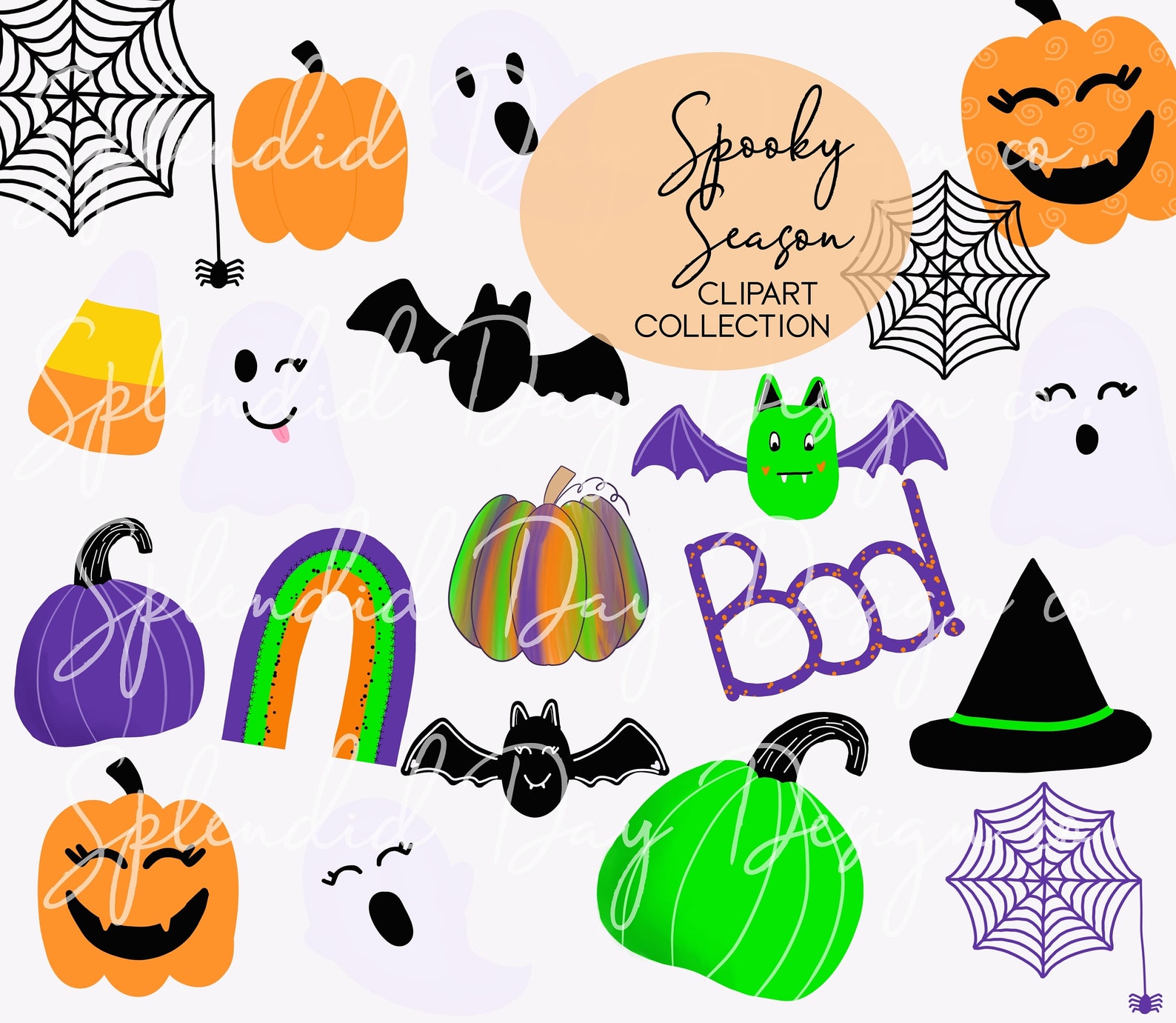 Halloween Pumpkin Clip Art Fall Clip Art Halloween Rainbow - Etsy