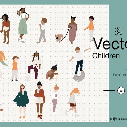 Flat Vector People Pack children Clipart AI EPS PNG Human - Etsy Singapore