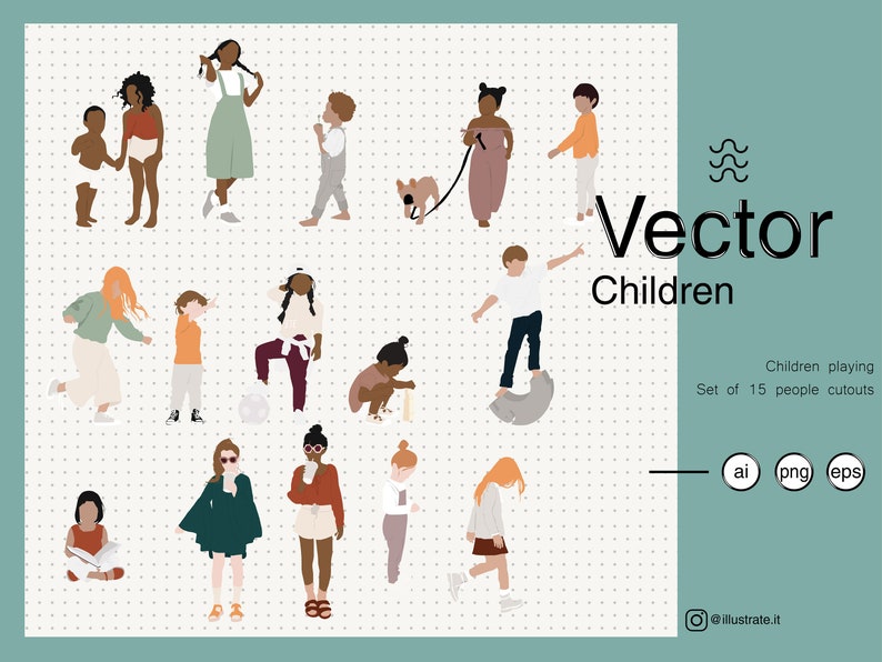 15 Flat Vector People Children Illustration Kids Clipart - Etsy