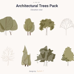 Set of 8 Flat Vector Architectural Trees Vol. 1 — PNG, AI, EPS ...
