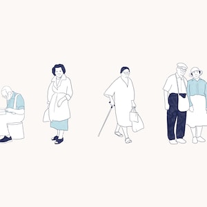 15 Set Flat Vector People - Old People Set Illustration - Line Art ...