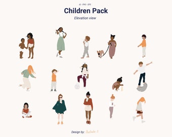 Flat Vector People Pack children Clipart AI EPS PNG Human Person Child ...