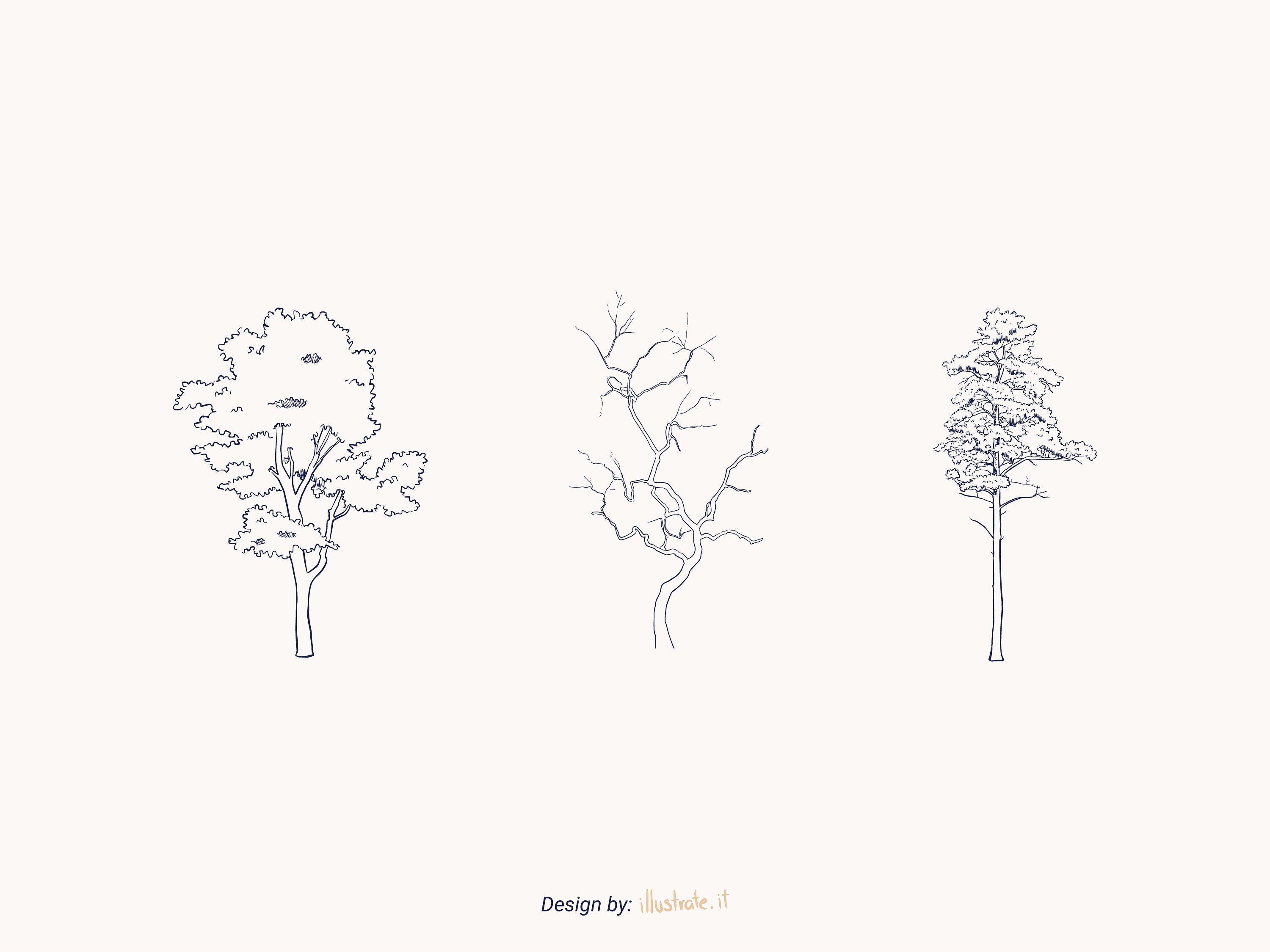 Sketch Style Trees and Plants, Hand Drawn Vector Vegetation - Etsy