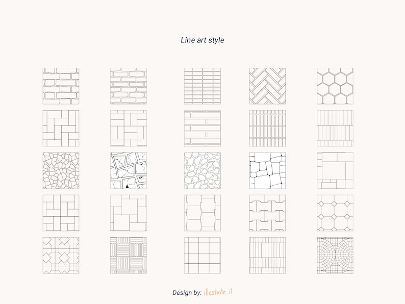 Flat Vector Swatches – Brick and Pavements Textures – AI File – for ...