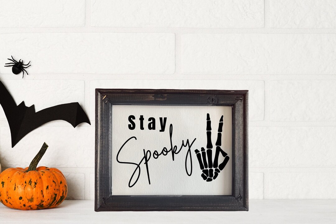 Stay Spooky Skeleton Hand Sign Skeleton Signs Reverse Canvas - Etsy