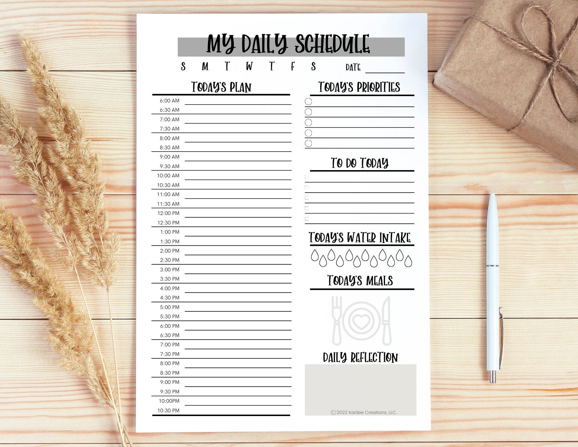 Minimalist Daily Routine Printable Planner. Undated Daily Planner, Half ...