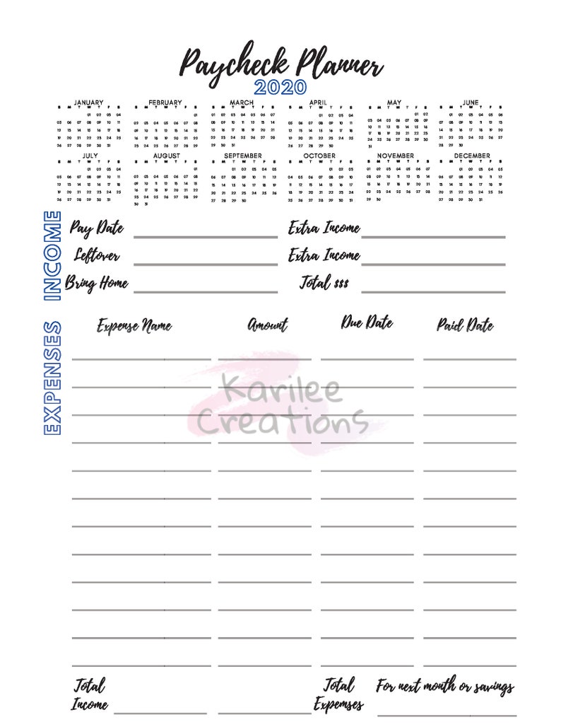 Printable Paycheck Planner Payday Budget Paycheck To Etsy printable-paycheck-planner-payday-budget-paycheck-to-etsy