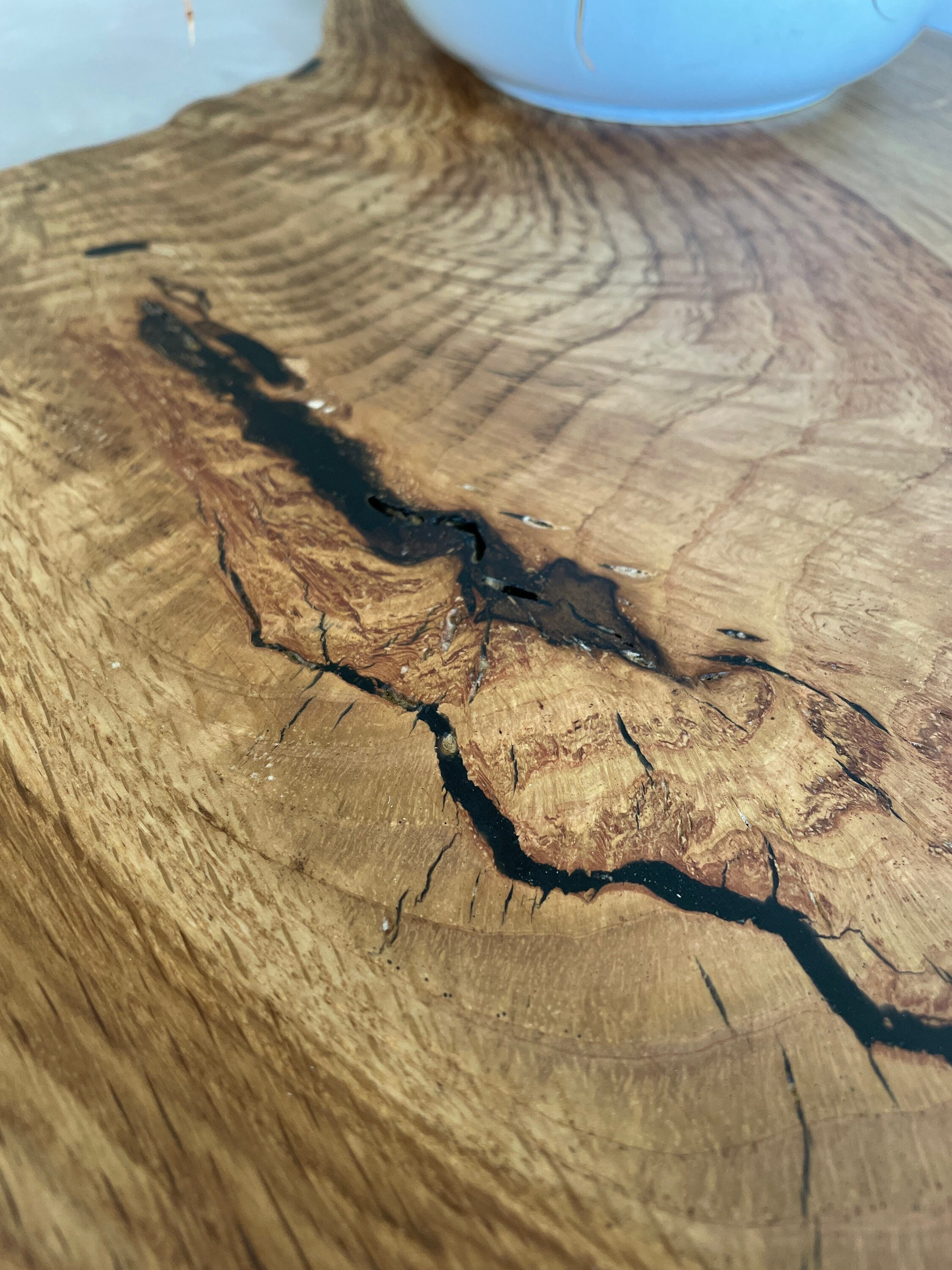 Oak Desk With Live Edge and Built-in Outlets - Etsy