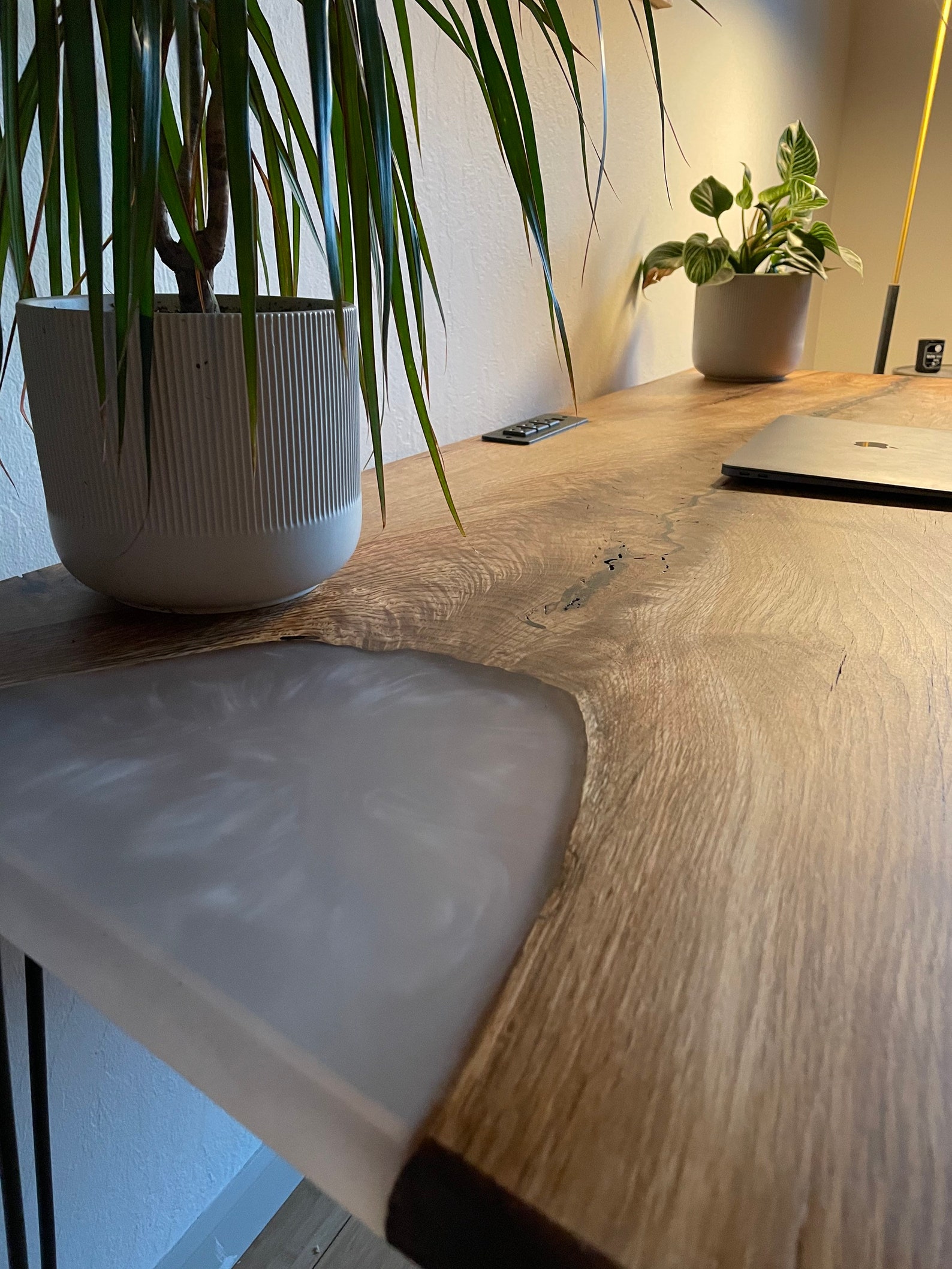 Oak Desk With Live Edge and Built-in Outlets - Etsy