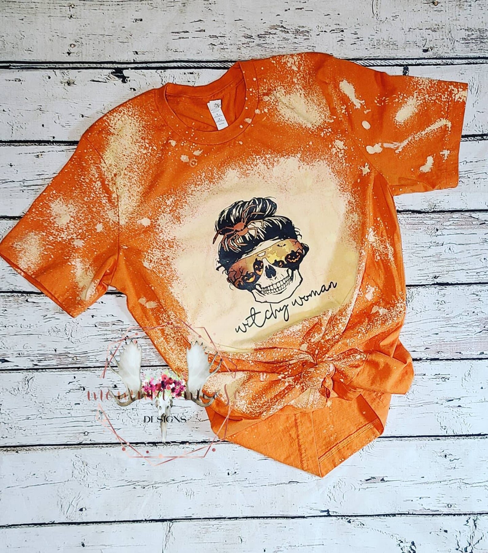 Witchy Woman // t-shirt // orange // bleached // ripped // | Etsy