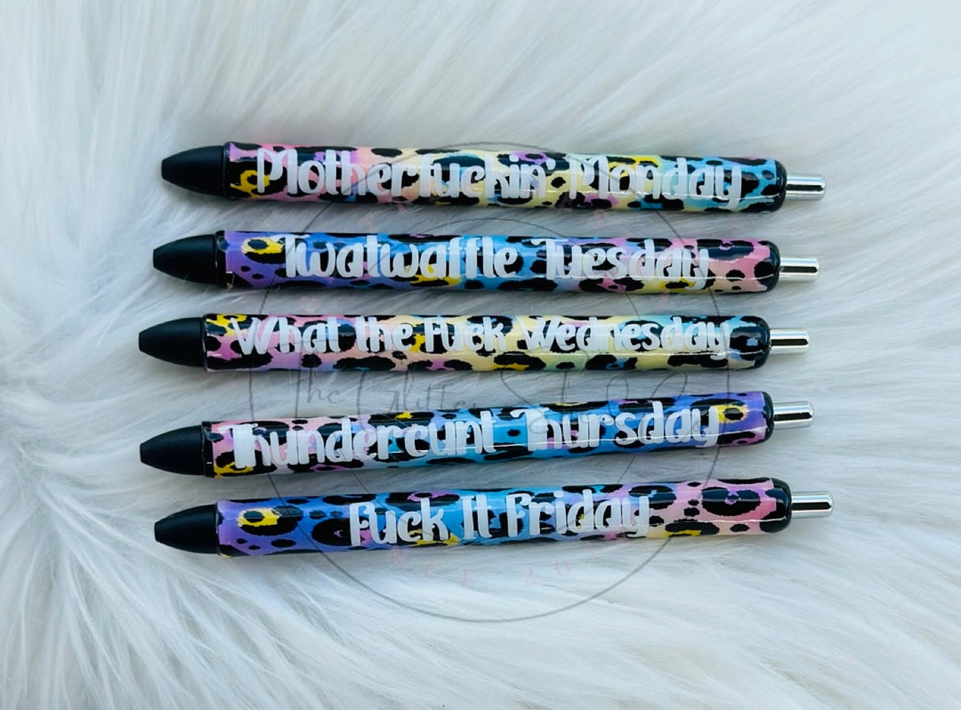 Sweary Pen Set Days of the Week Colorful Leopard - Etsy