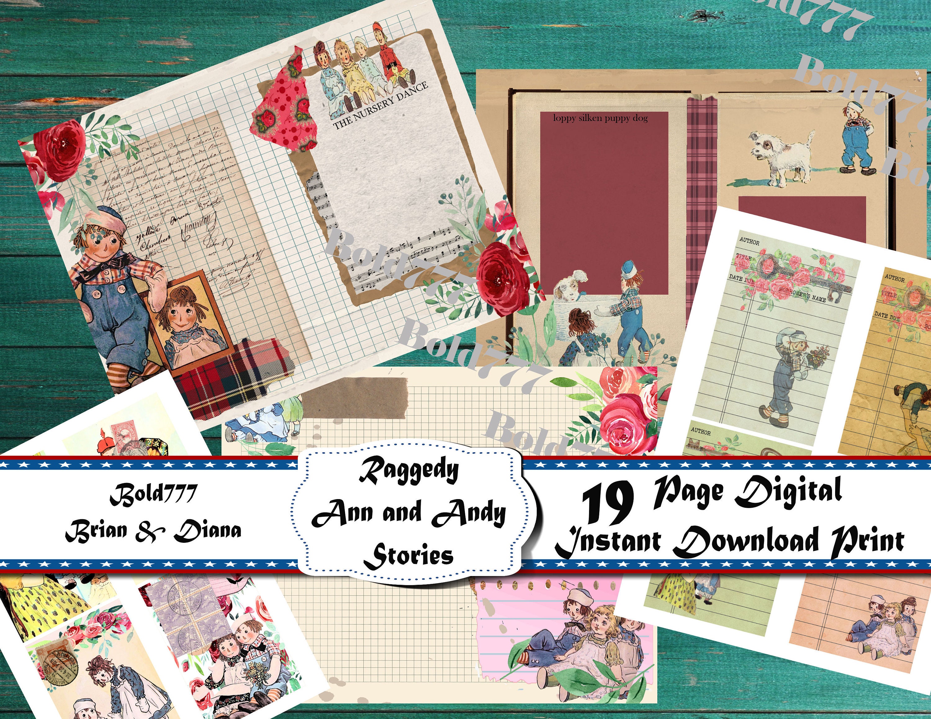 DIGITAL 19 PAGES of Raggedy Ann and Andy Junk Journal DIGITAL - Etsy