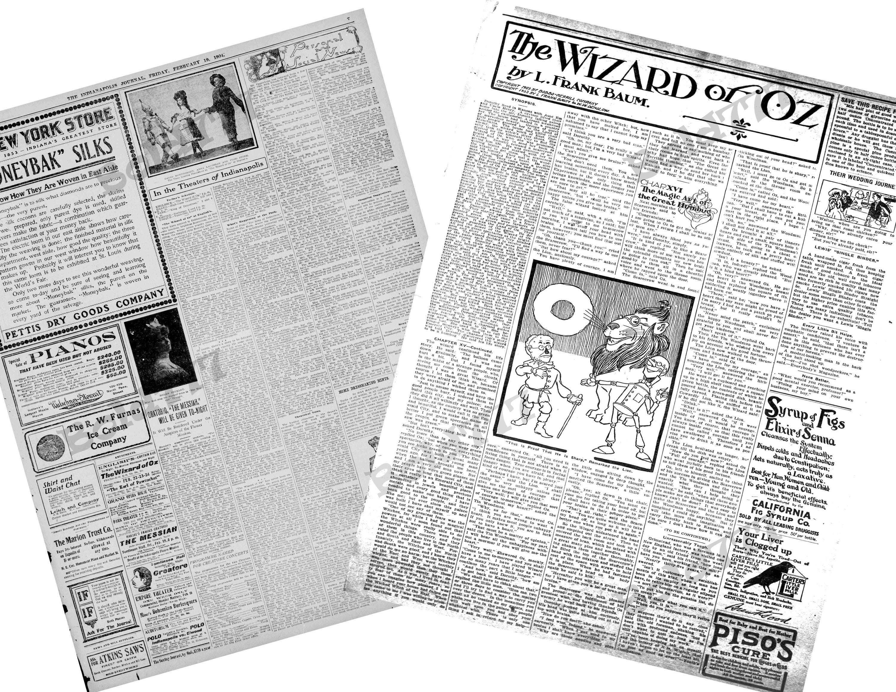 Wizard of Oz Printable Journal Kit – Vintage Ephemera, 48 Pages ...