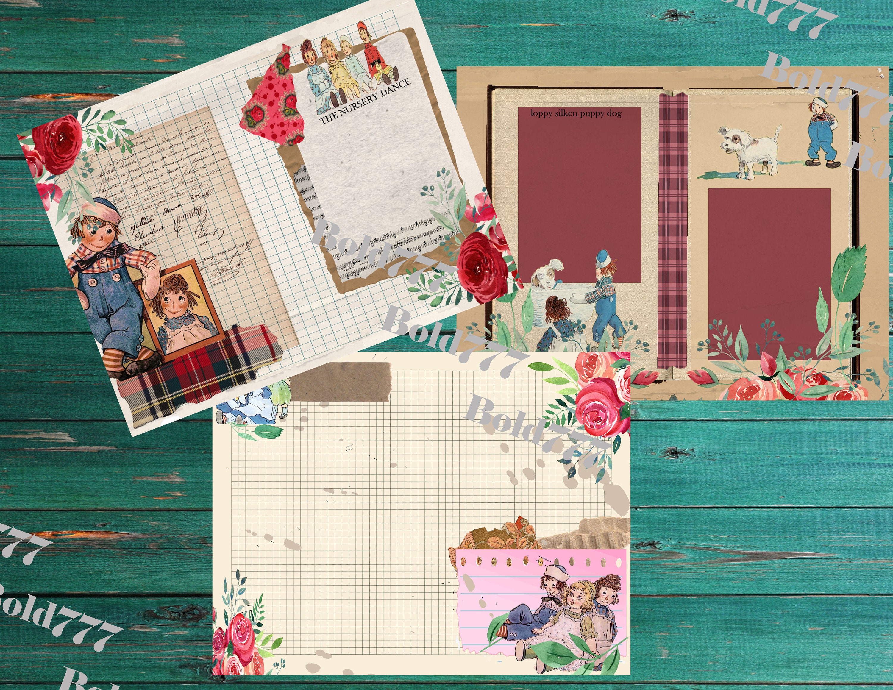 DIGITAL 19 PAGES of Raggedy Ann and Andy Junk Journal DIGITAL Instant ...