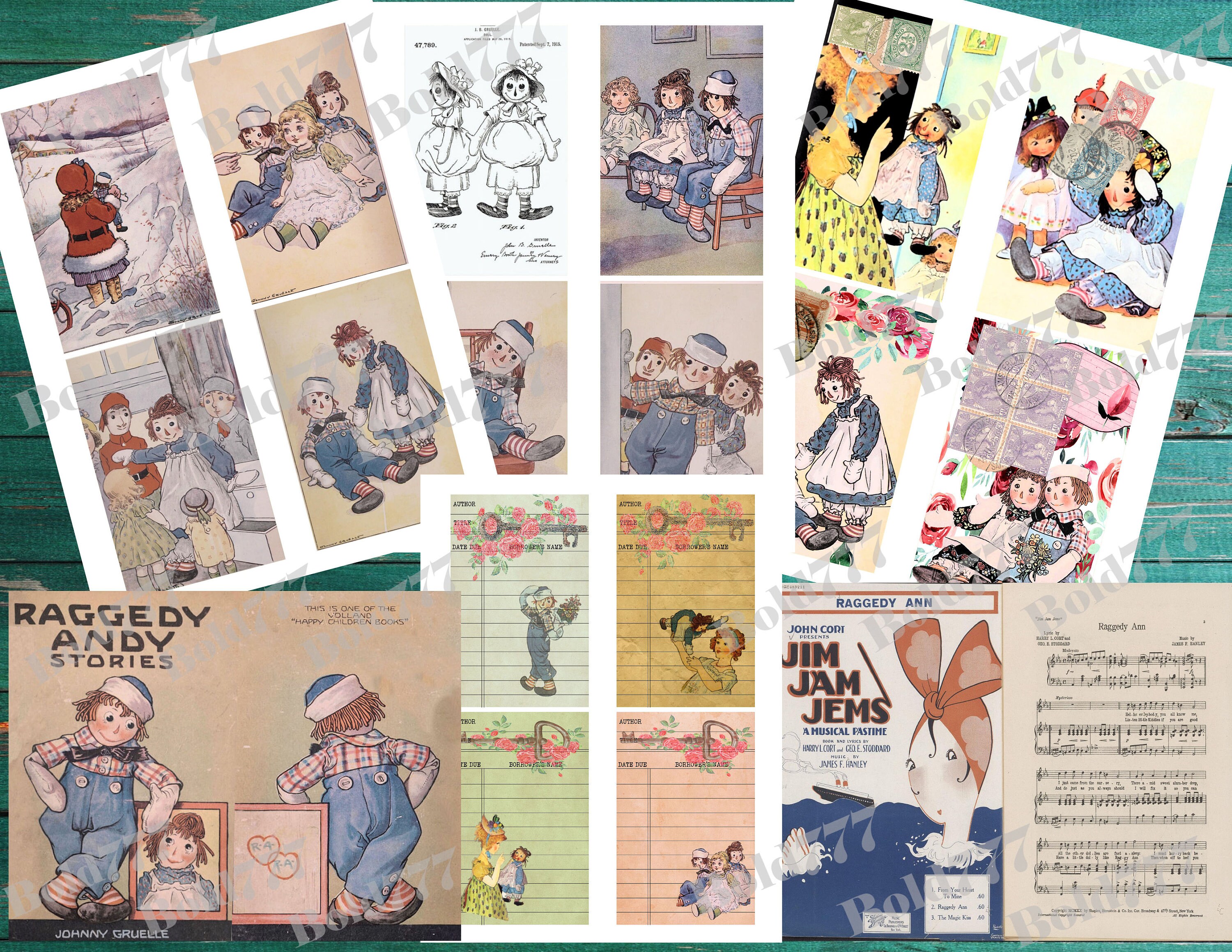 DIGITAL 19 PAGES of Raggedy Ann and Andy Junk Journal DIGITAL Instant ...