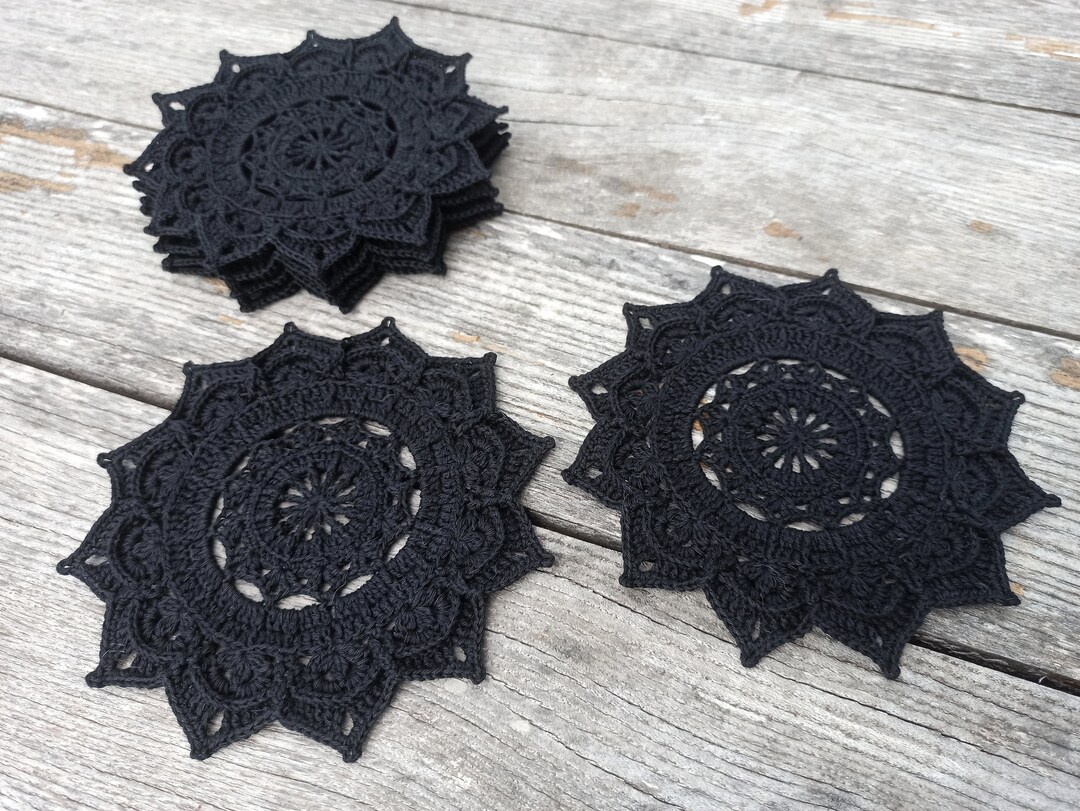 Set Gothic Doily, Crochet Black Doilies Like Dark Home Decor - Etsy