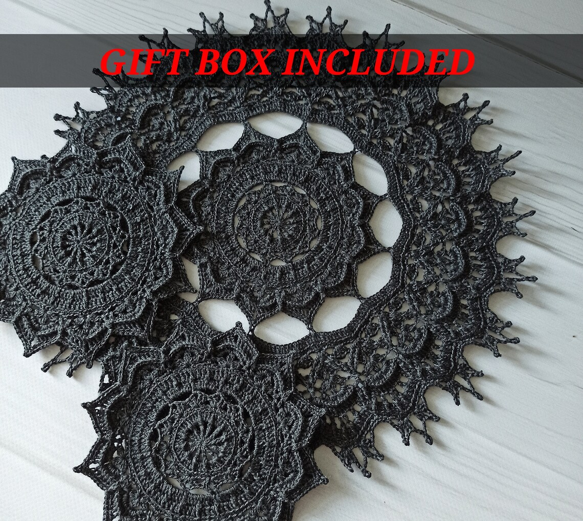 Gothic Doily Crochet Black Doilies Like Dark Home Decor - Etsy