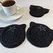 Set 4 Gothic Coasters, Black Cat Coasters, Crochet Coasters - Etsy