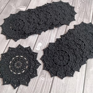 Set Gothic Doily, Crochet Black Doilies Like Dark Home Decor - Etsy