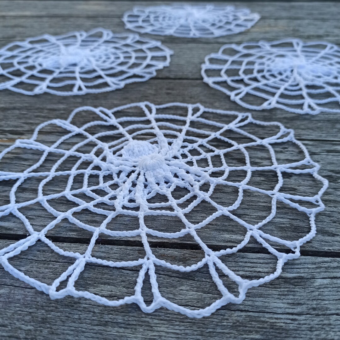 Set 4 Spider Web Doilies 8in for Halloween Table Decor - Etsy