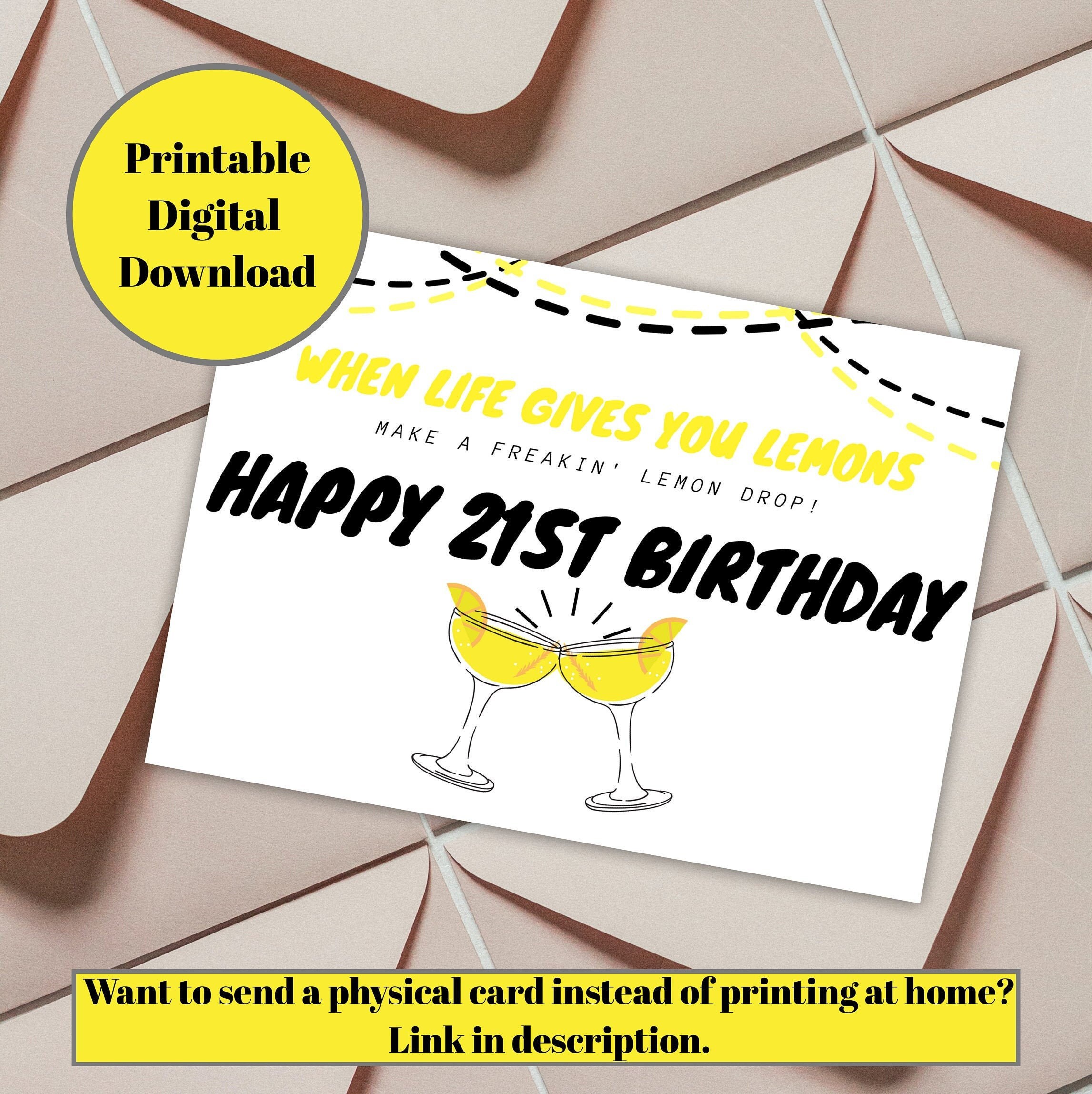 Printable Cheers to 21 Card Funny Happy 21st Birthday Card - Etsy