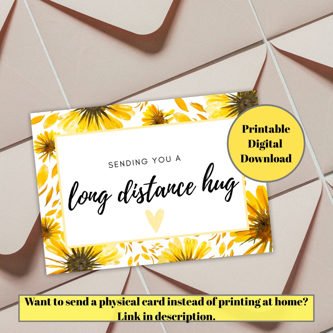 Printable Long Distance Hug Card, Social Distancing Card, Thinking of ...