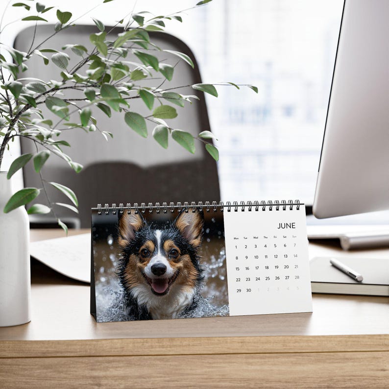 Desk Calendar, Corgi Calendar for Dog Lovers, Desktop Calendar With ...