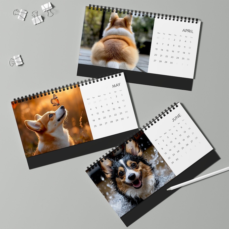 Desk Calendar, Corgi Calendar for Dog Lovers, Desktop Calendar With ...