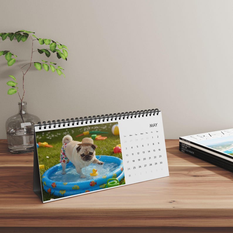 Adorable Pugs Desktop Calendar 2026, Cute Animal Planner, Desk Decor ...