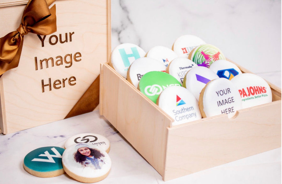 Engraved Wooden Logo Cookie Box - Etsy