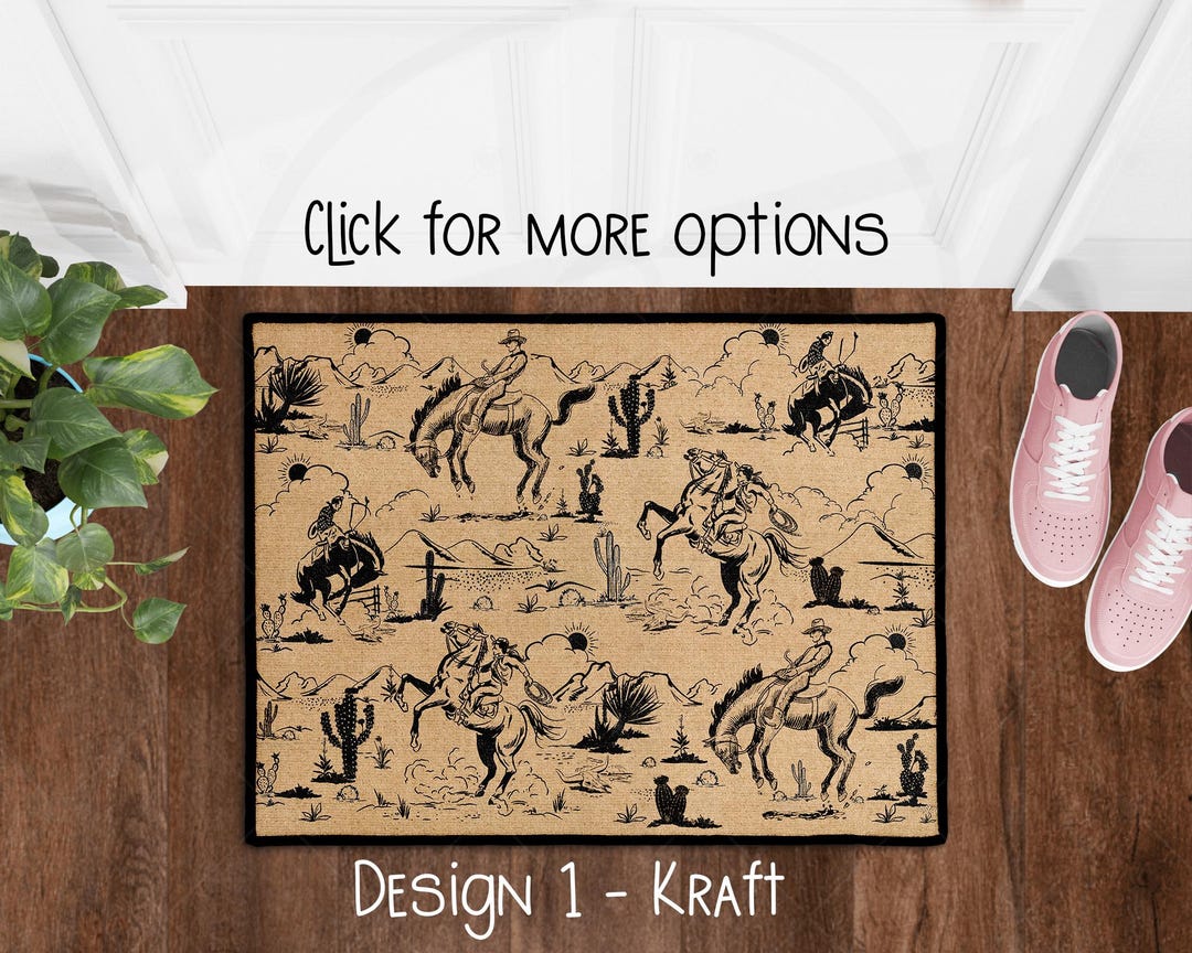 Cowboy Cowgirl Doormat/floor Mat | Desert Cactus | Bucking Bronc ...