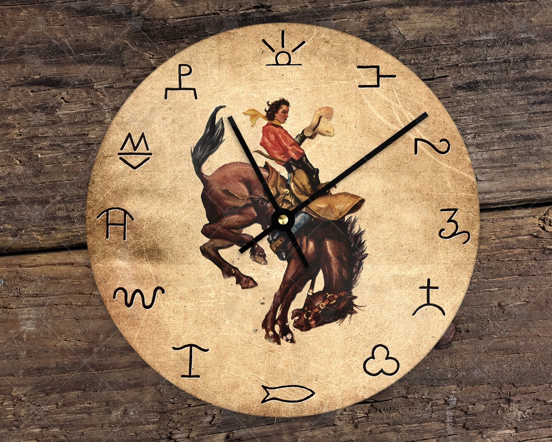 Wall Clocks Vintage Ranch Brands Cowgirl Bronc Western - Etsy