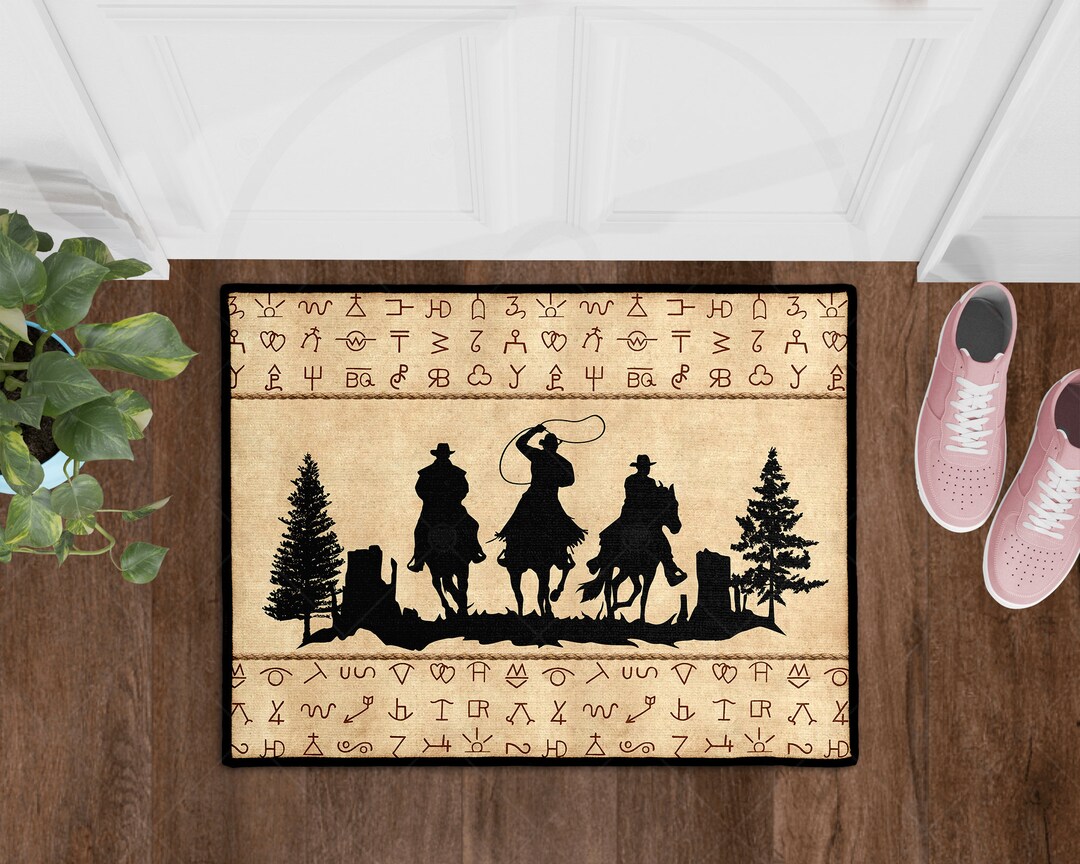 Door Mat/floor Mat Cowboy Cattle Brands Western Mat 3 Roping Cowboys ...