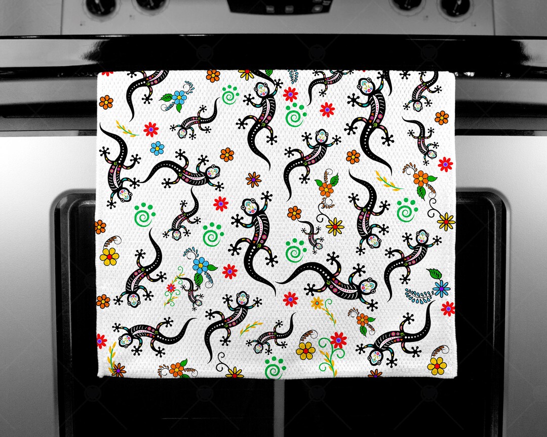 Waffle Weave Hand Towel Talavera Gecko Sugar Skull Lizards - Etsy
