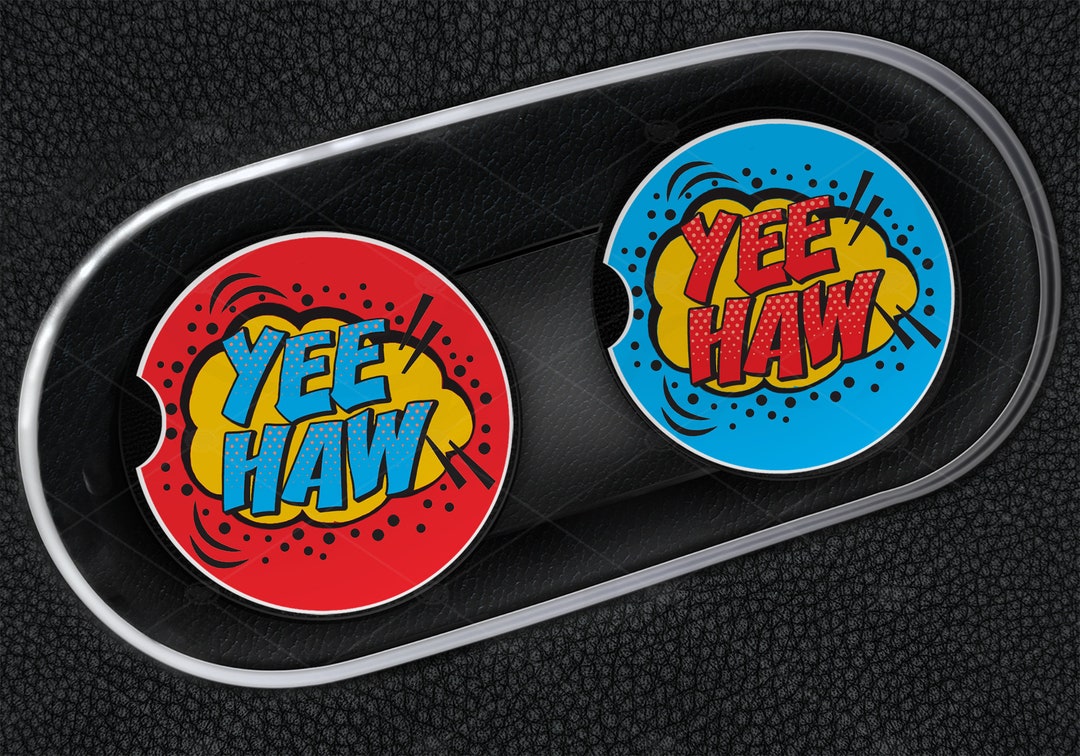 Sandstone Car Coaster Set | Yee Haw | Comic Font | Retro Cowboy Style ...