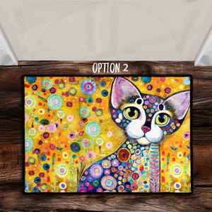 Whimsical Watercolor Painted Cat Art Doormat/floormat Klimt Inspired ...