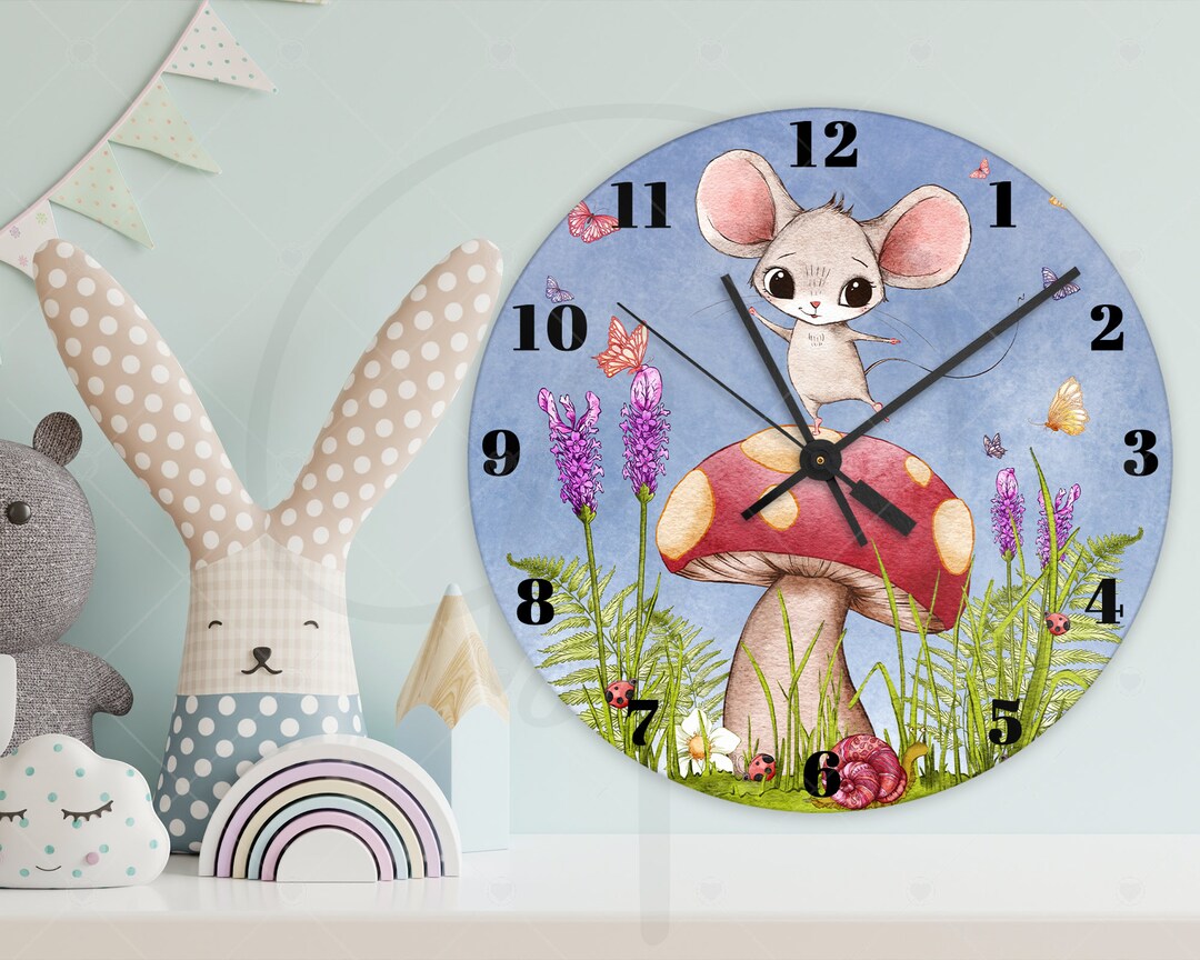Wall Clocks Mouse and Mushroom Clock Child Room Decor Nursery Wall ...