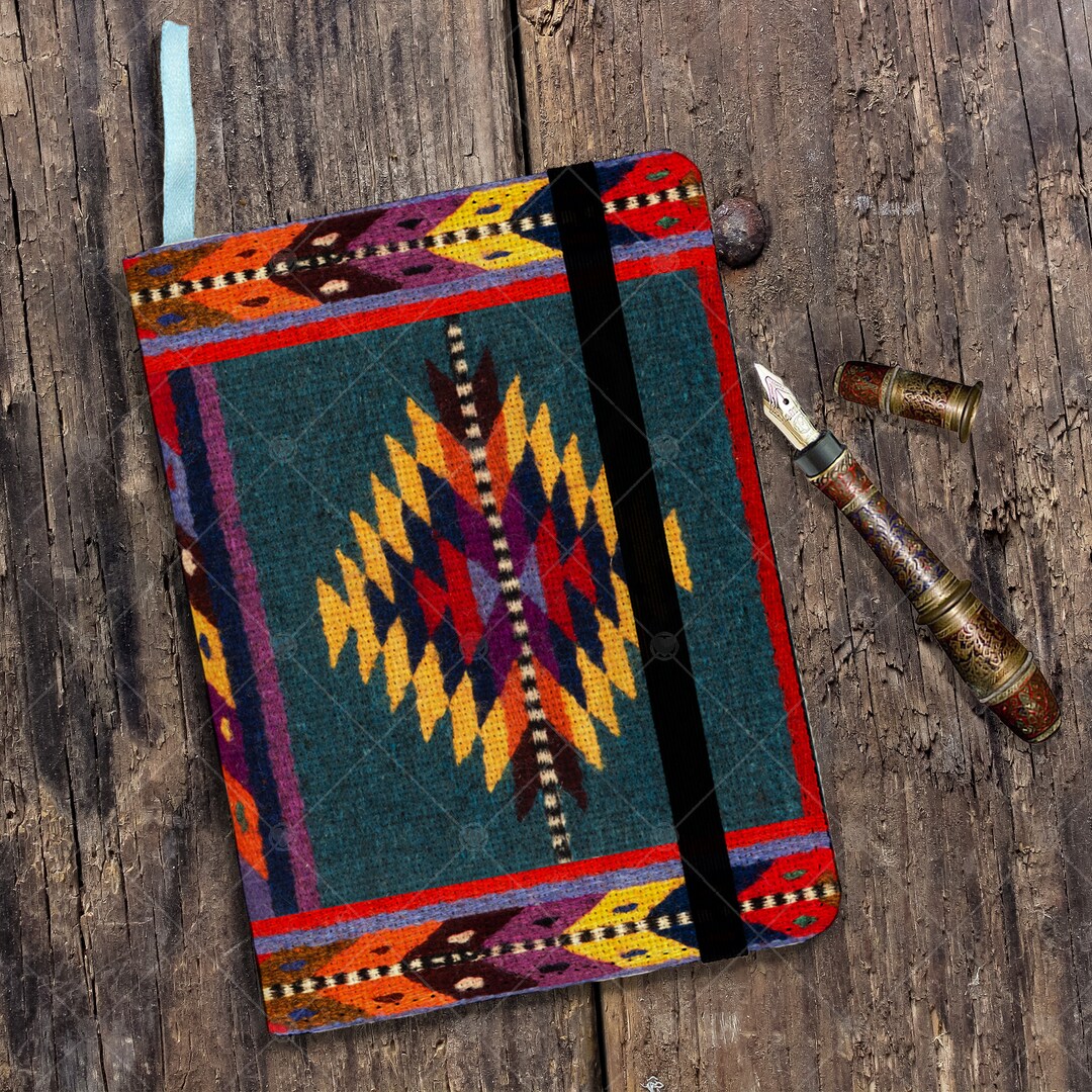 Linen Sketch Book | Aztec Navajo Blanket Design | Southwestern Notebook ...